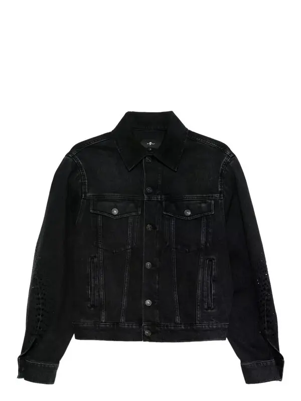 7 For All Mankind Laser-cut Denim Trucker Jacket - Black