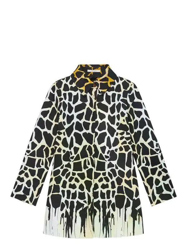 Malìparmi Giraffe-print Drip-effect Coat - Black