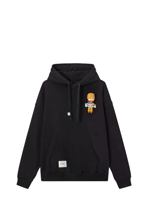 MUSIUM DIV. Appliqué-detail Cotton Hoodie - Black