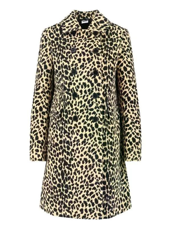 Aspesi Leopard Print Double-breasted Coat - Brown