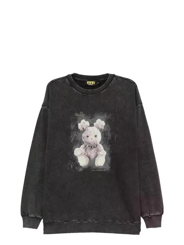 MINI CREAM Cotton Sweatshirt With Graphic Print - Black