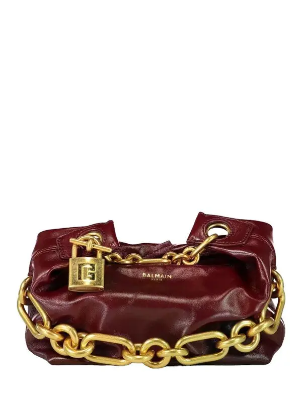 Balmain Mini Sync Padlock Chain Tote - Red
