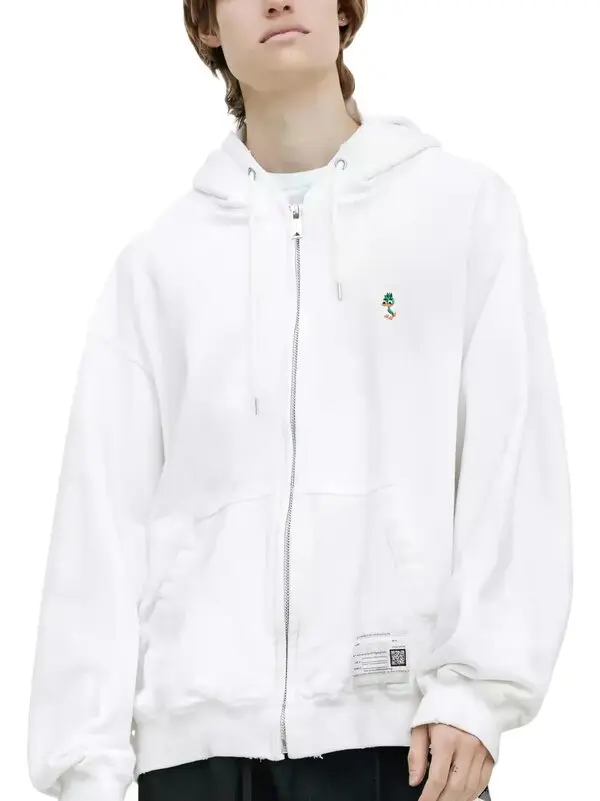 Mihara Yasuhiro Embroidered Zip-up Hoodie - White