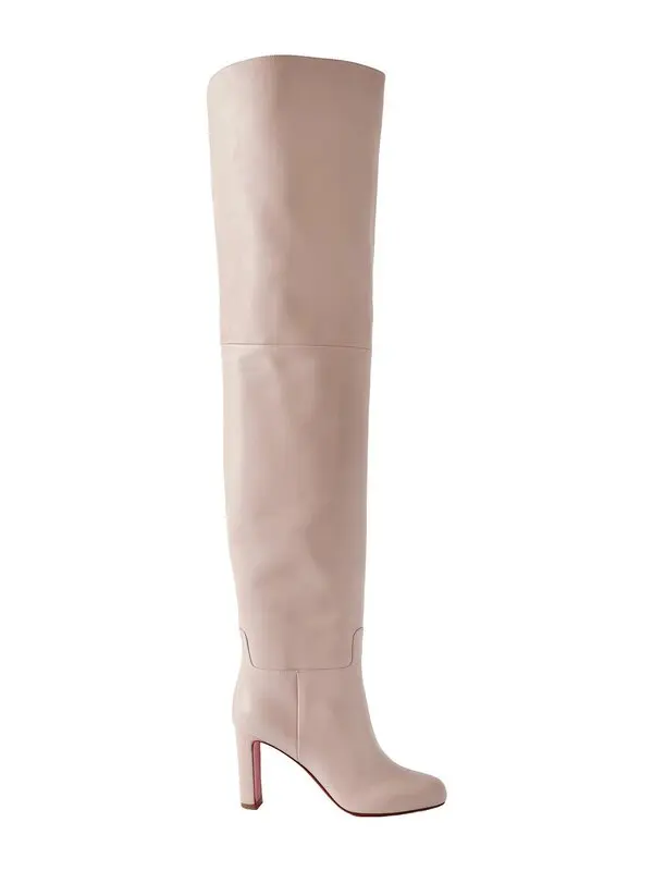 CHRISTIAN LOUBOUTIN Loo 85 Leather Over-the-knee Boots - Cream