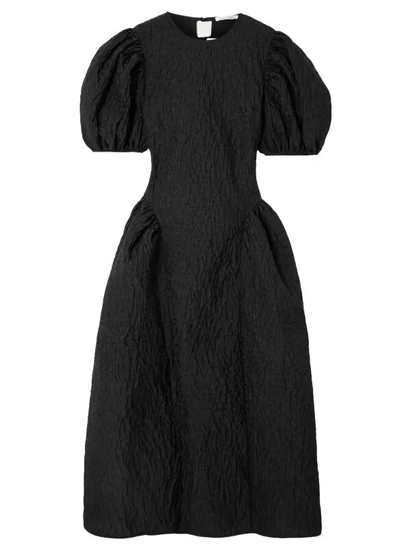 Cecilie Bahnsen Bali Cutout Matelassé Midi Dress - Black