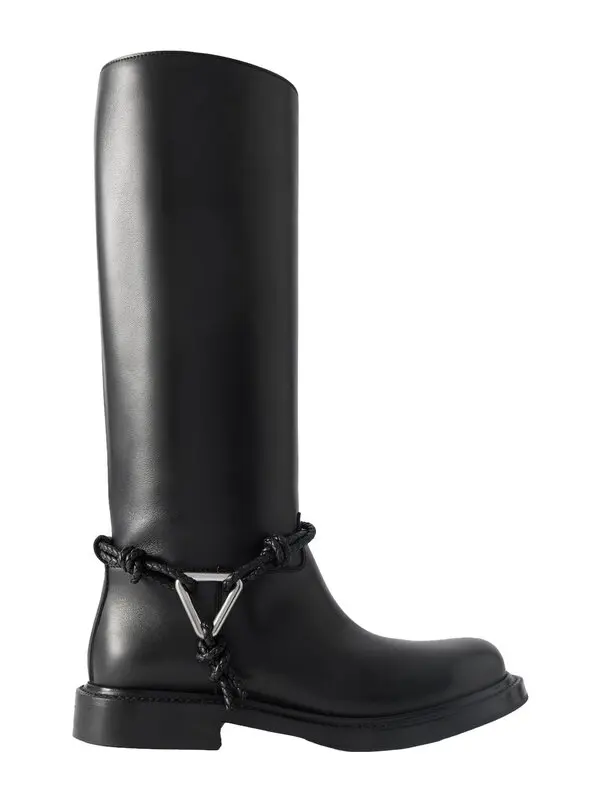 Bottega Veneta James Intrecciato-trimmed Leather Knee Boots - Black