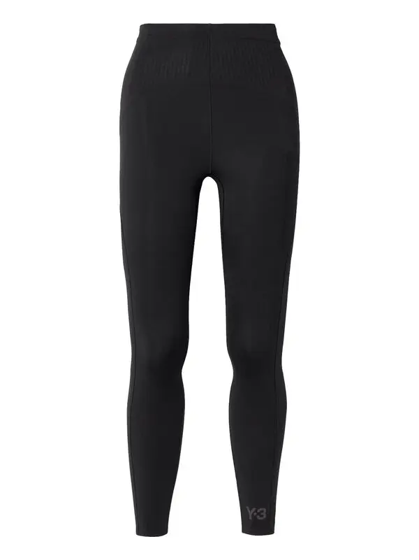Adidas Originals By Alexander Wang Y-3 Mesh-trimmed Stretch Recycled Leggings - Black