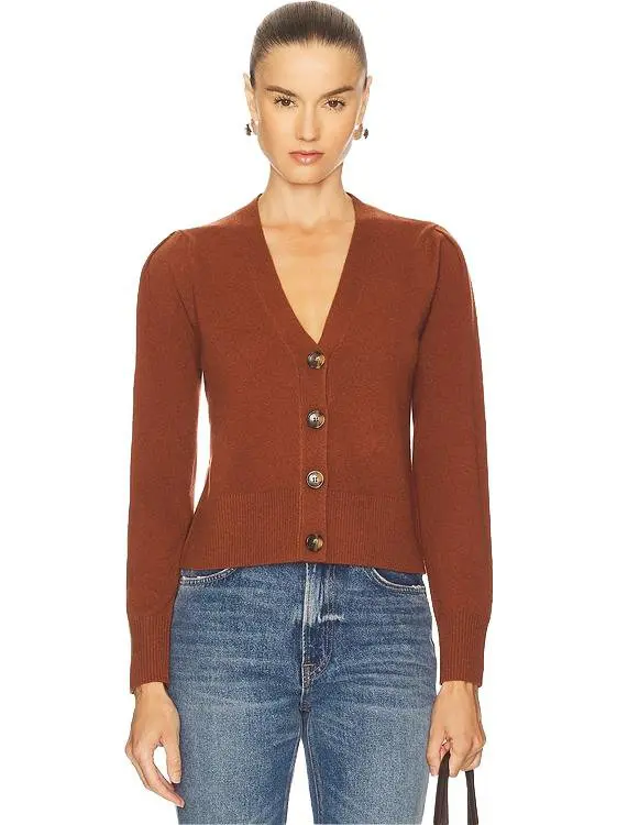Veronica Beard Solene Cashmere Cardigan - Orange Brandy