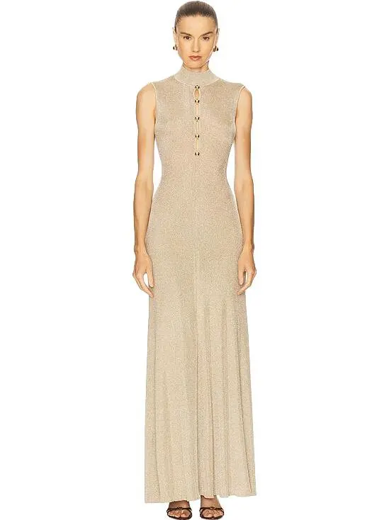 SELF-PORTRAIT Lurex Knit Maxi Dress - Gold