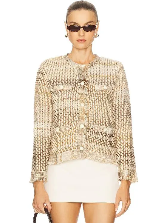 Veronica Beard Sariyah Knit Jacket - Desert Khaki Multi