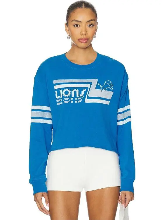 Junk Food Lions Retro Crop Sweatshirt - Lions Blue