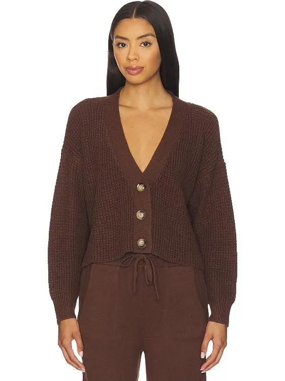 Eberjey Recycled Sweater Cropped Cardigan - Chocolate