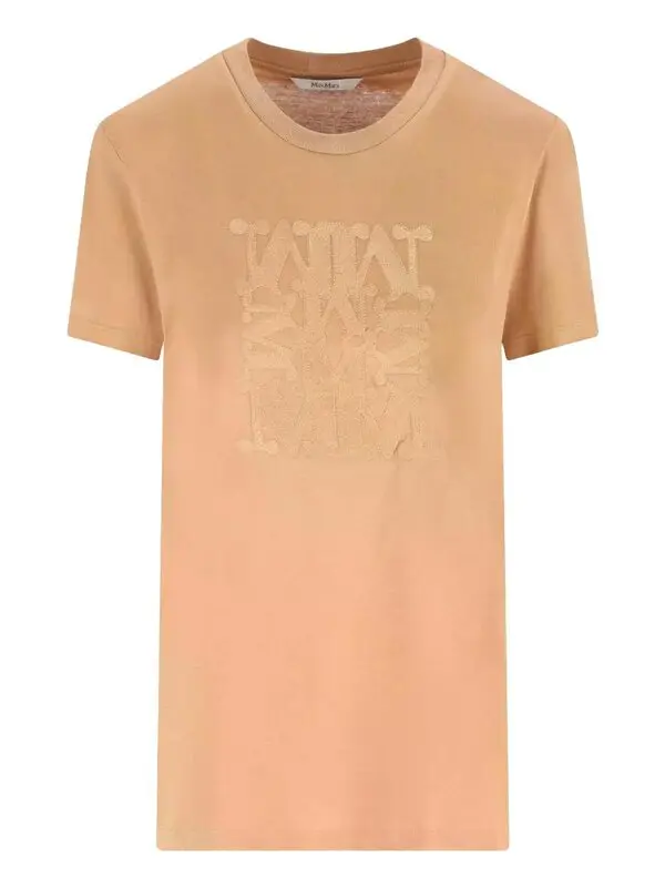 Max Mara Logo-embroidered Cotton T-shirt - Brown