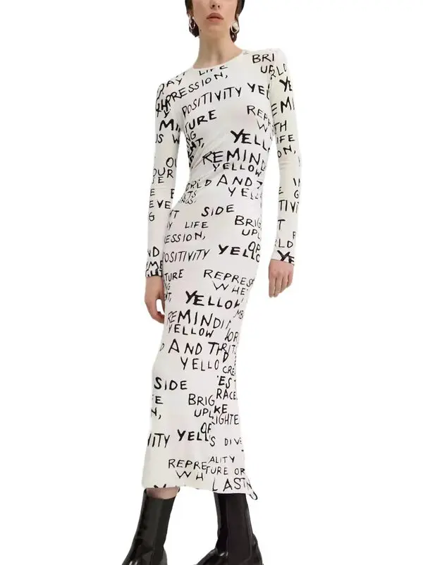 Desigual Graphic Print Midi Dress - White