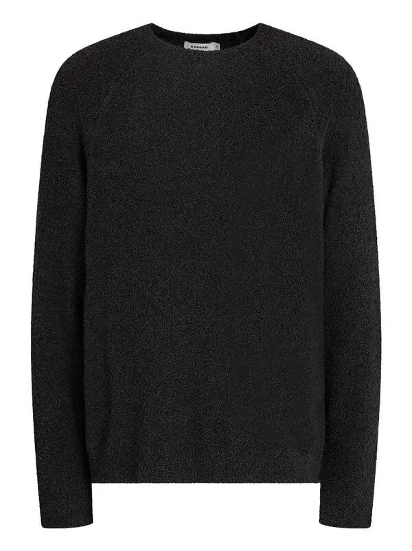 Sandro Bouclé-knit Cotton-blend Sweater - Charcoal
