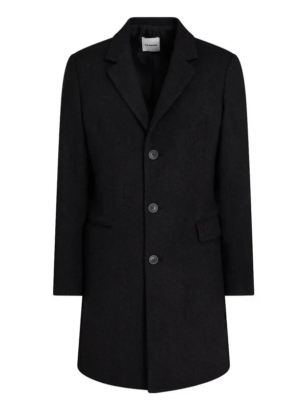 Sandro Wool-blend Felt Coat - Dark Gray