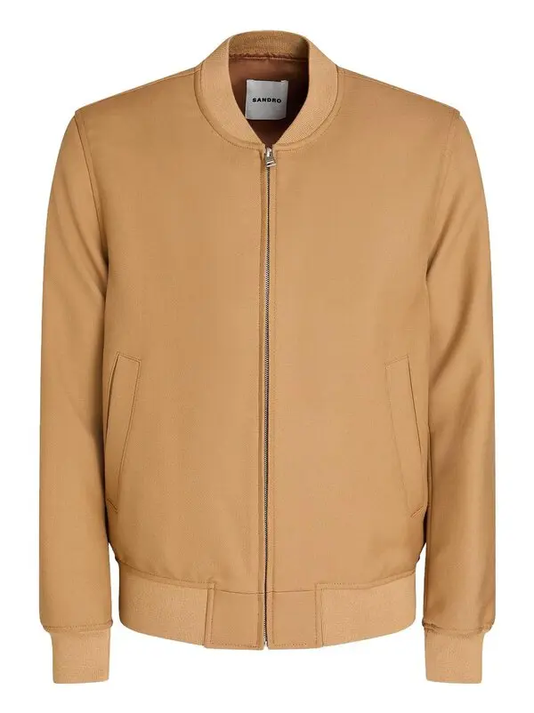 Sandro Wool-blend Twill Bomber Jacket - Camel