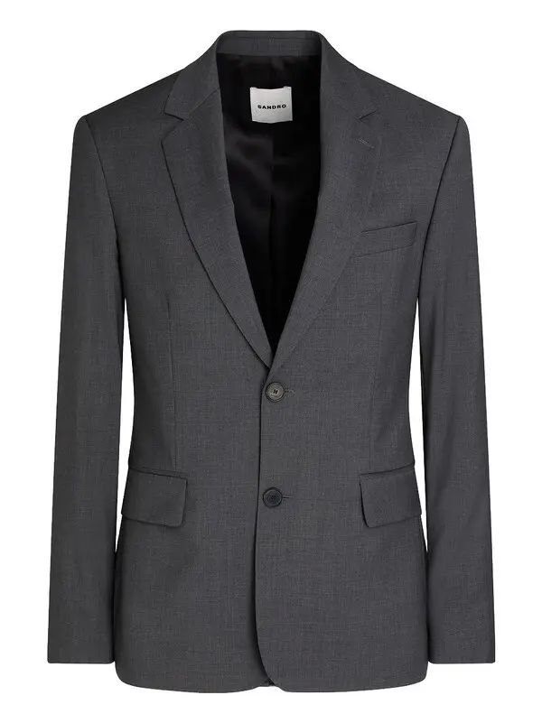 Sandro Wool Suit Jacket - Dark Gray