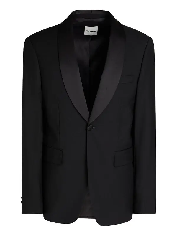 Sandro Wool And Mohairblend Tuxedo Jacket - Black
