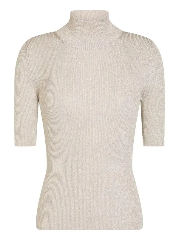 Missoni Metallic Ribbed-knit Turtleneck Sweater - Platinum