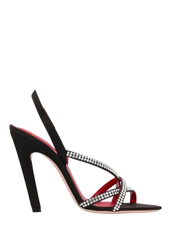 Valentino Garavani Embellished Satin Sandals - Black