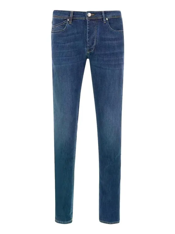 RE-HASH Rubensb Five-pocket Jeans With Suede Patch - Blue