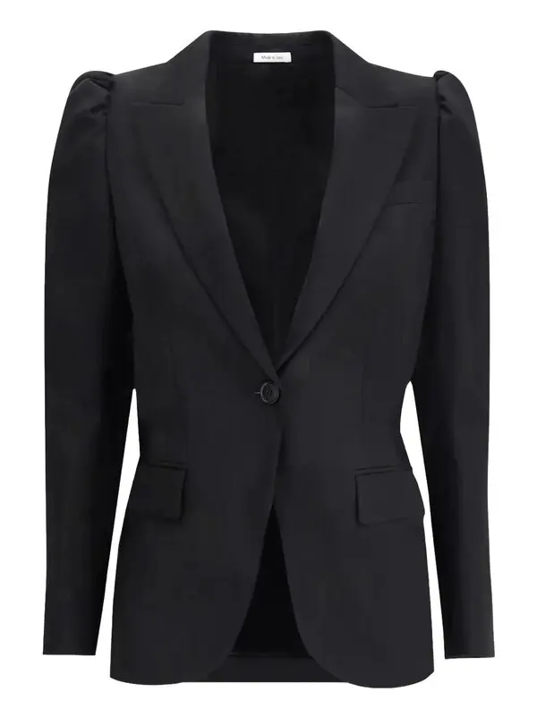 Alexander McQueen Puff-shoulder Single-breasted Blazer - Black
