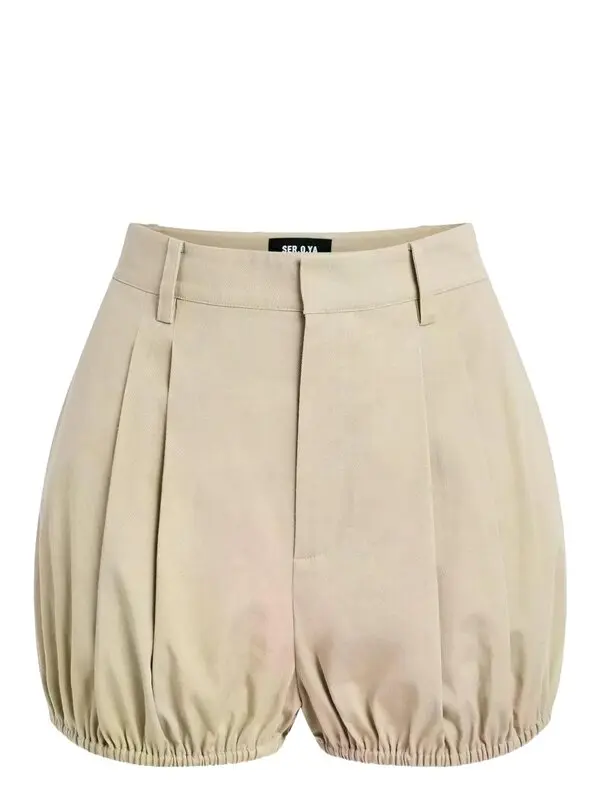 SEROYA Jo Pleated Balloon Shorts - Neutrals