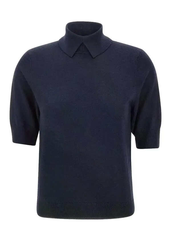 HERSKIND High-neck Short-sleeve Top - Blue