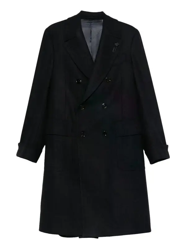 LARDINI Double-breasted Wool Coat - Blue