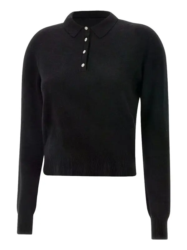 KAOS Jewel-button Polo Top - Black