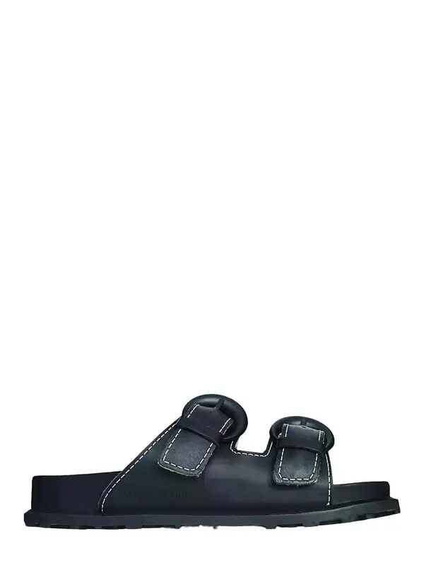 MARINE SERRE Double-buckle Leather Sandals - Black