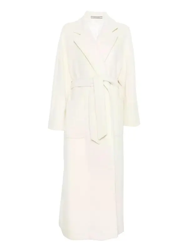 Tagliatore Virgin Wool Belted Trench Coat - White