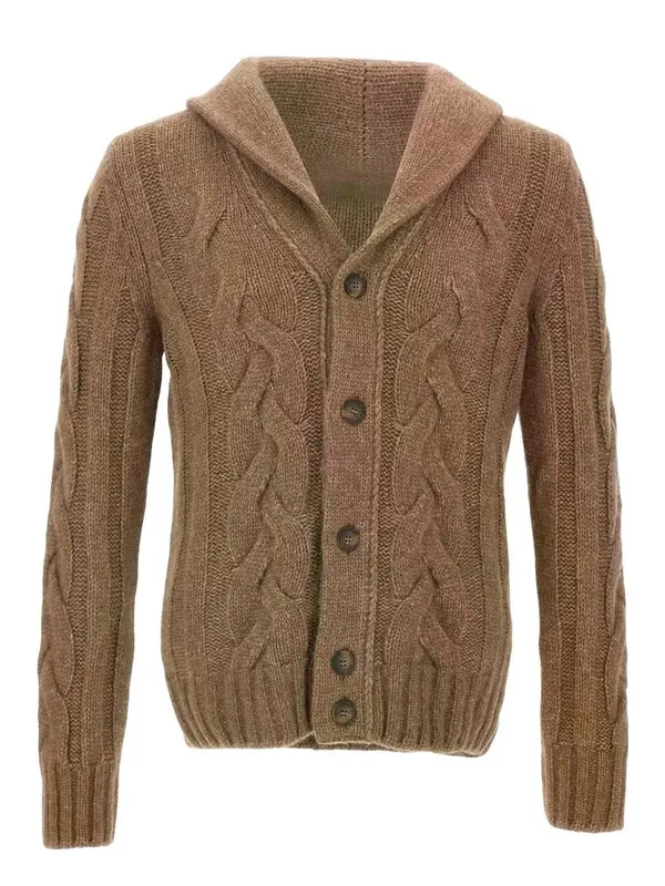 GRAN SASSO Cable-knit Shawl-collar Cardigan - Brown