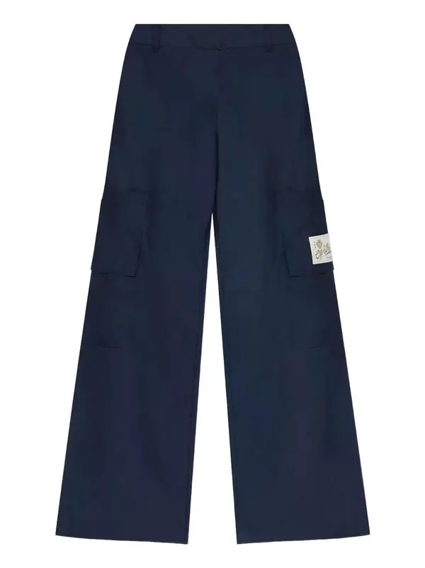 Off-White Wide-leg Trousers With Patch Pockets - Blue