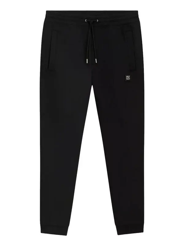 Hugo Logo-patch Drawstring-waistband Track Pants - Black