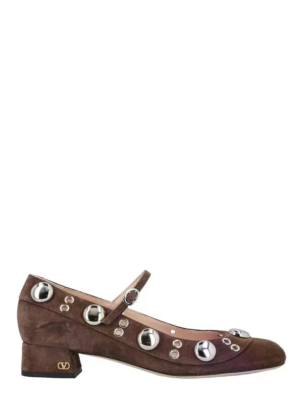 Valentino Garavani Metal-studded Suede Pumps - Brown