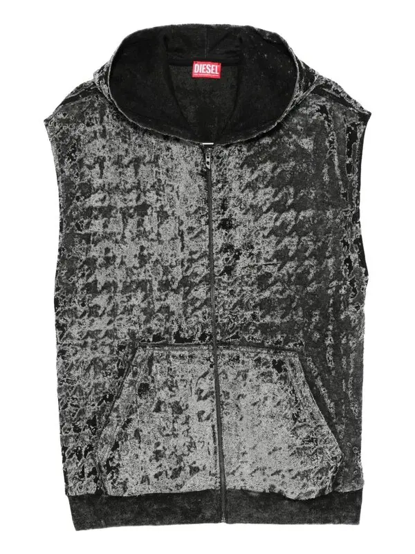 Diesel Hooded Zip-up Vest - Black