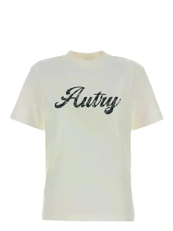 AUTRY Logo Cotton T-shirt - Neutrals