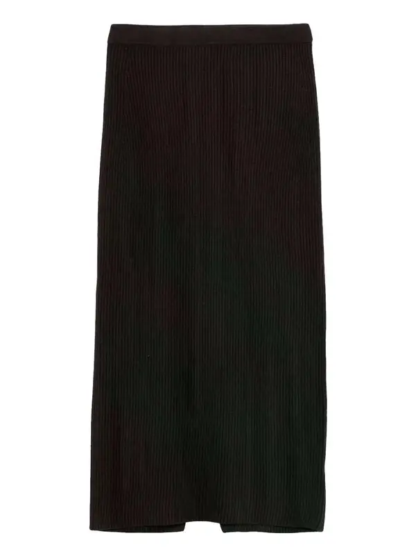 TWINSET Ribbed Knit Midi Skirt - Brown
