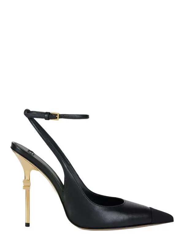 Elisabetta Franchi 105mm Falcon Slingback Pumps With Gold Heel - Black
