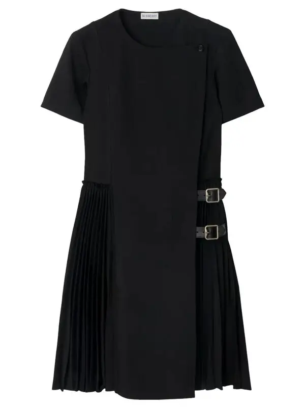 Burberry Pleated Wrap Mini Dress - Black