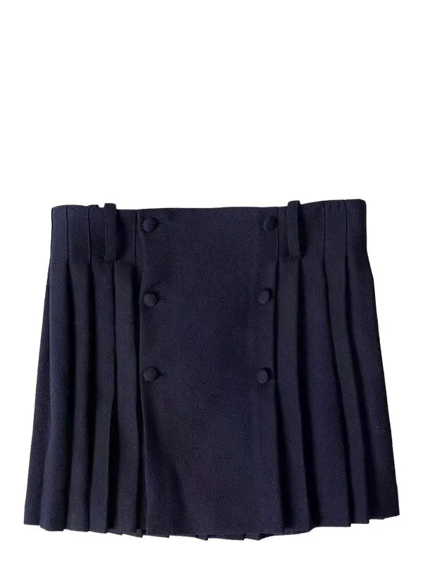 Ami Virgin Wool Pleated Skirt - Blue