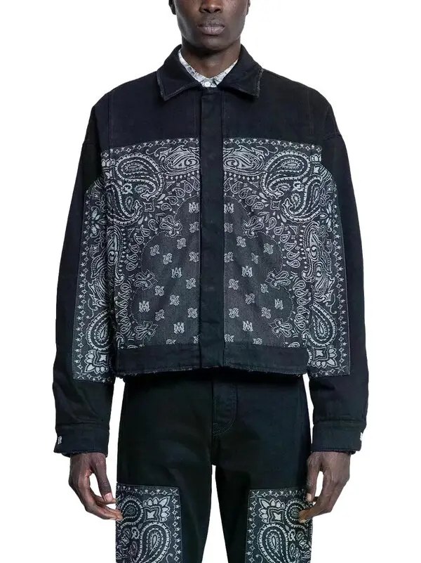 Amiri Paisley-print Denim Jacket - Black