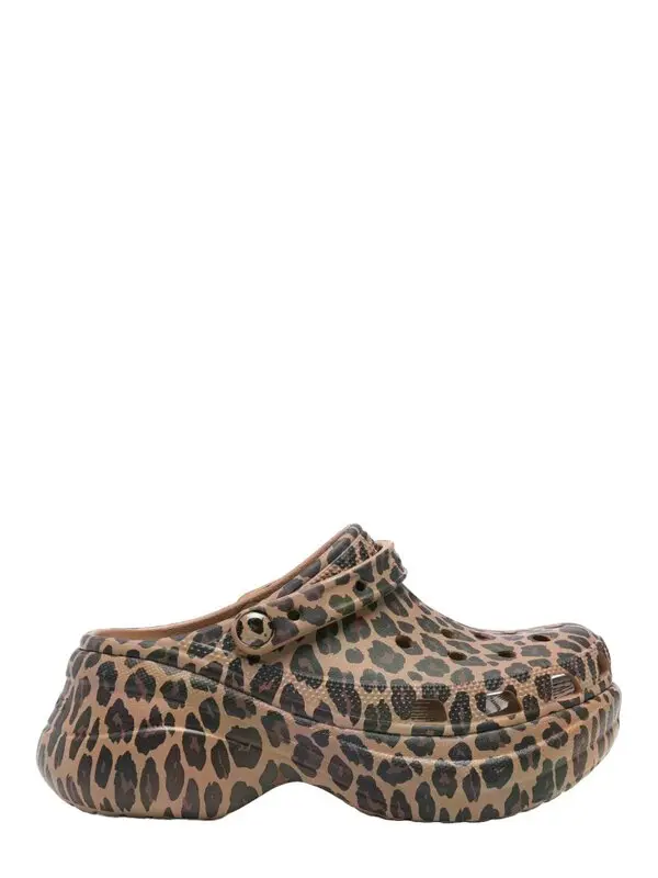 CROCS Animal-print Platform Clogs - Brown