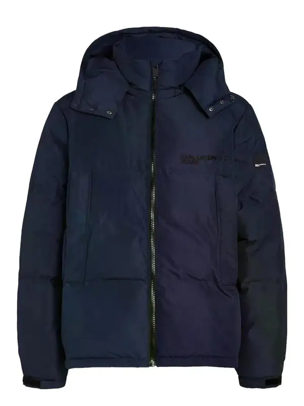 Karl Lagerfeld Hooded Puffer Jacket - Blue