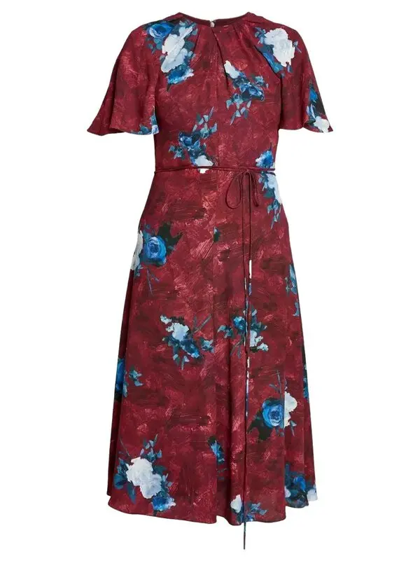 Erdem Floral-print Short-sleeve A-line Dress - Red