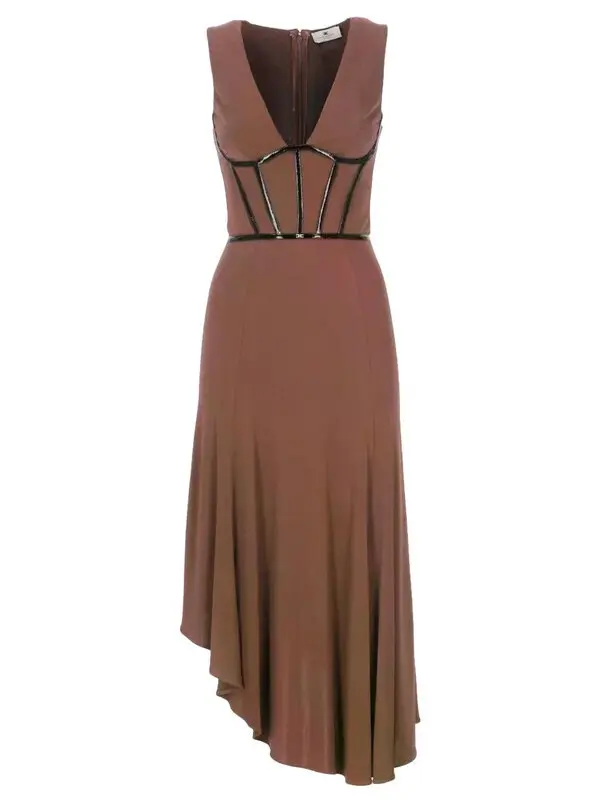 Elisabetta Franchi Asymmetric Dress - Brown