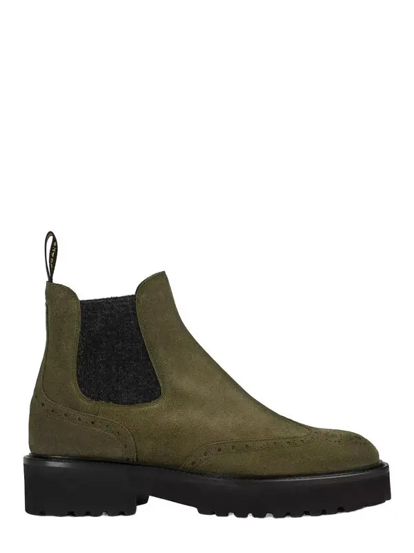 DOUCAL'S Brogue Detail Chelsea Boots - Green