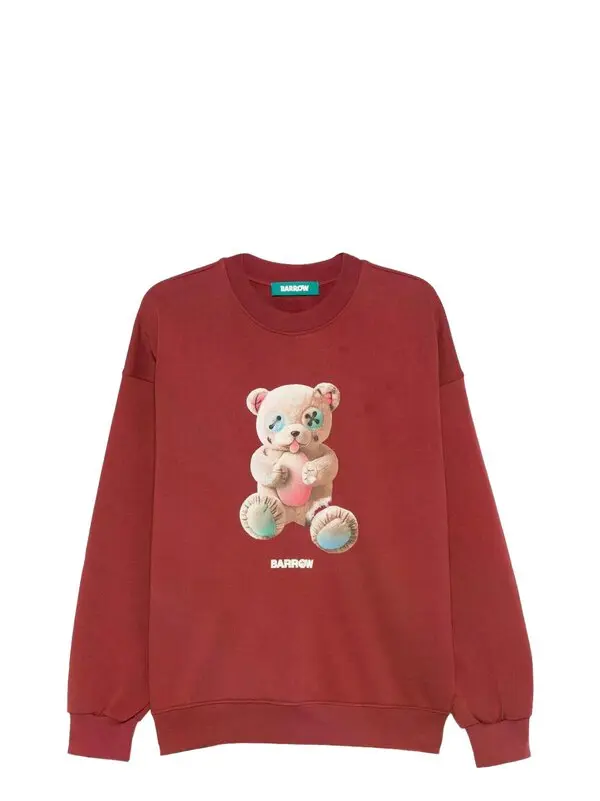 BARROW Teddy-print Crew-neck Sweatshirt - Red